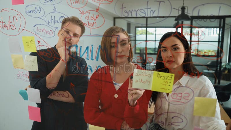 Business Team Brainstorming Idea by Using Colorful Sticky Note ...