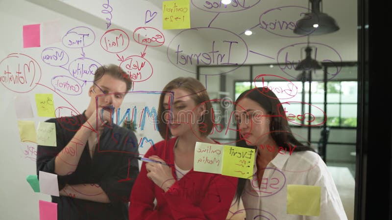 Business Team Brainstorming Idea by Using Colorful Sticky Note ...