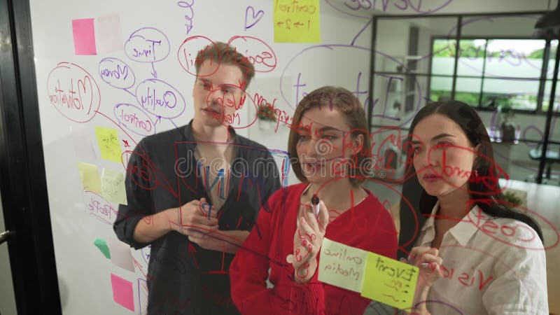 Business Team Brainstorming Idea by Using Colorful Sticky Note ...