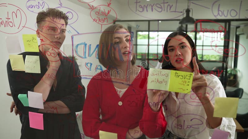 Business Team Brainstorming Idea by Using Colorful Sticky Note ...