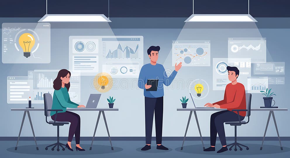 Business Team Brainstorming Ideas with Data Visualization in Office ...