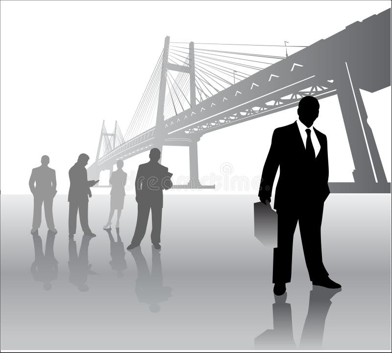Business team with bridge stock vector. Illustration of people - 14760733
