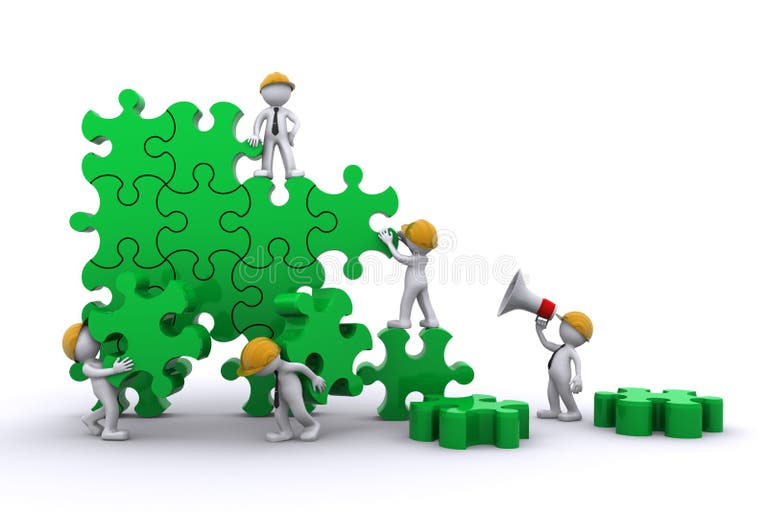 Business Team Building a Puzzle Stock Illustration - Illustration of ...