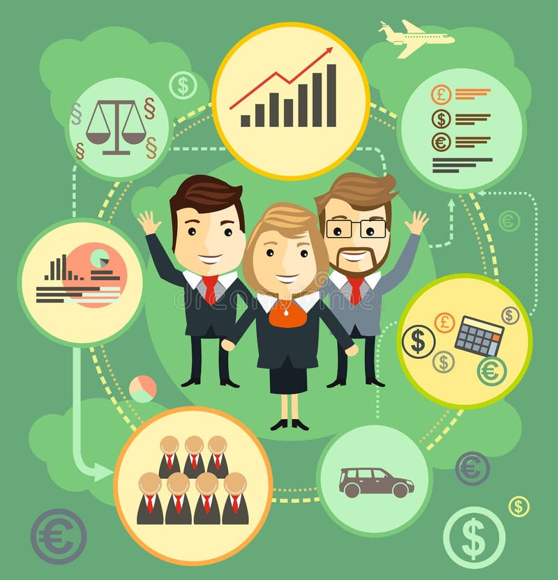 Business Team. Cartoon Characters Stock Vector - Illustration of happy ...