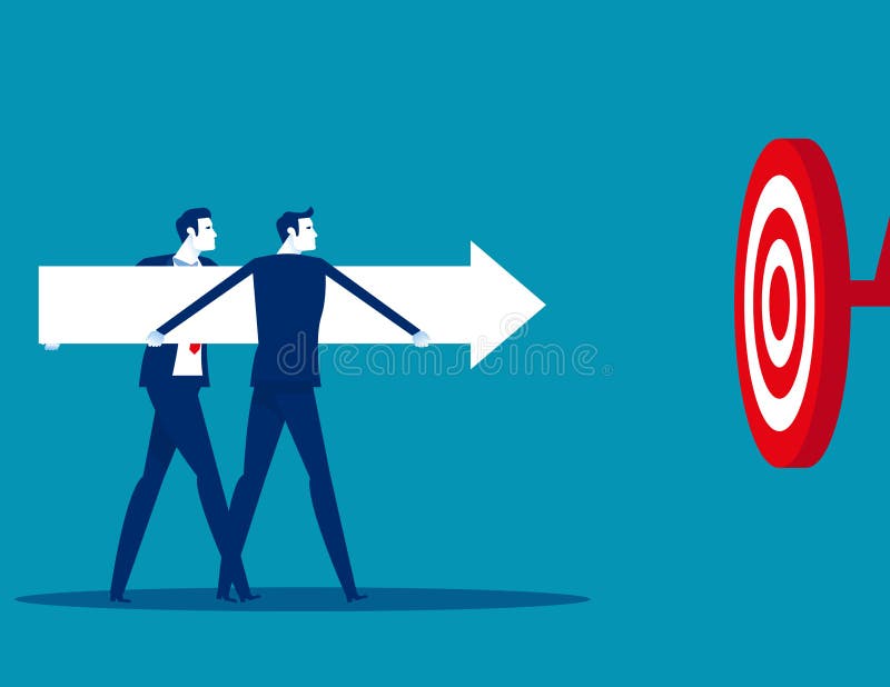 Business Team Catch an Arrow To Hit the Target Stock Vector ...