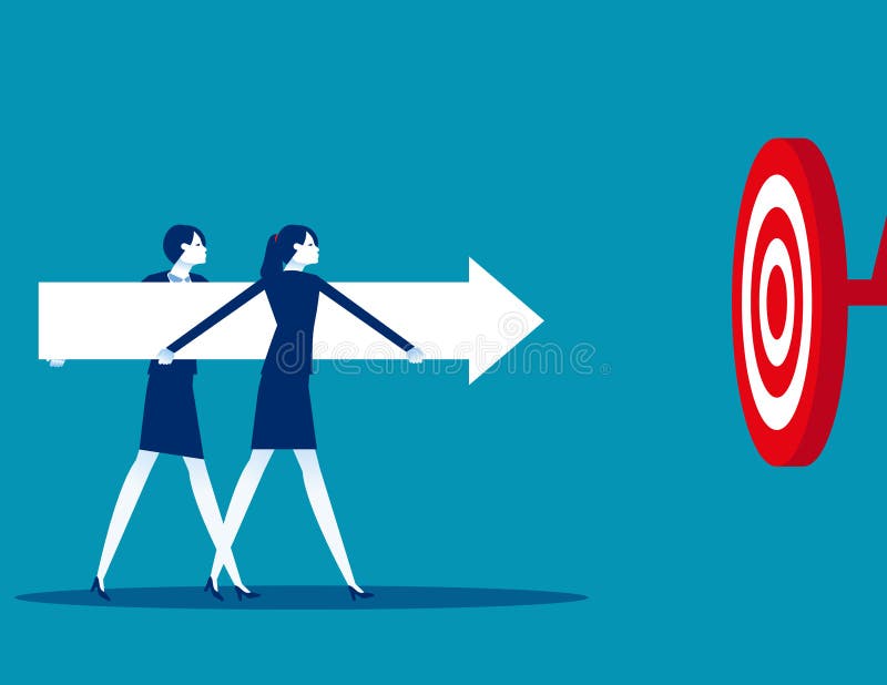 Business Team Catch an Arrow To Hit the Target Stock Vector ...