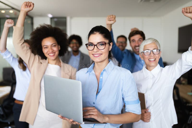 Business Team Celebrating a Good Job in the Office Stock Photo - Image ...