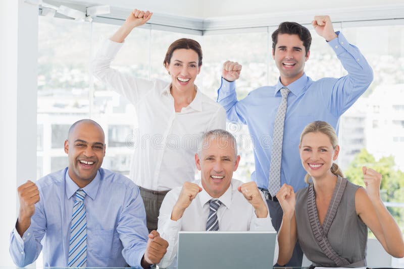 Business Team Celebrating a Good Job Stock Photo - Image of clipboard ...