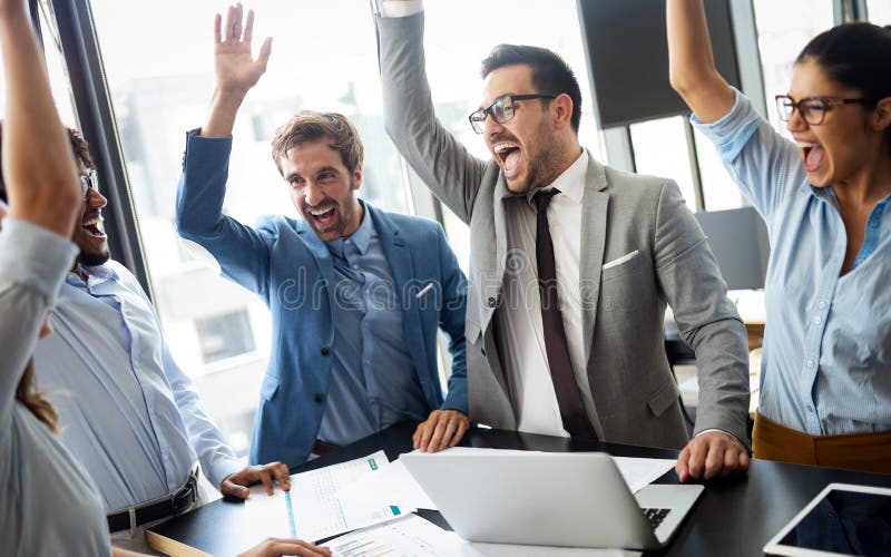 Business Team Celebrating a Good Job in the Office Stock Image - Image ...