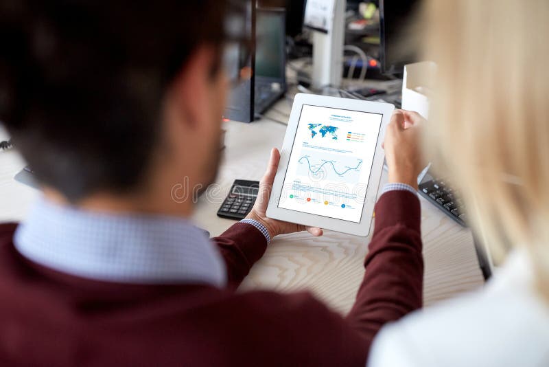 Business Team with Charts on Tablet Pc at Office Stock Image - Image of ...