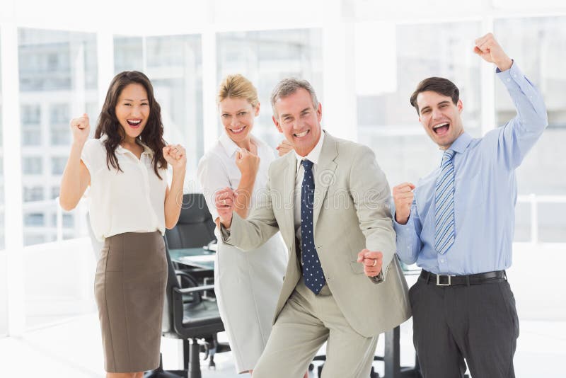 Business Team Cheering at the Camera Stock Image - Image of adult ...