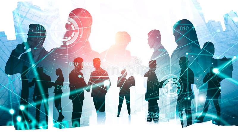 Business Team in City, Digital Interface, HUD Stock Image - Image of ...