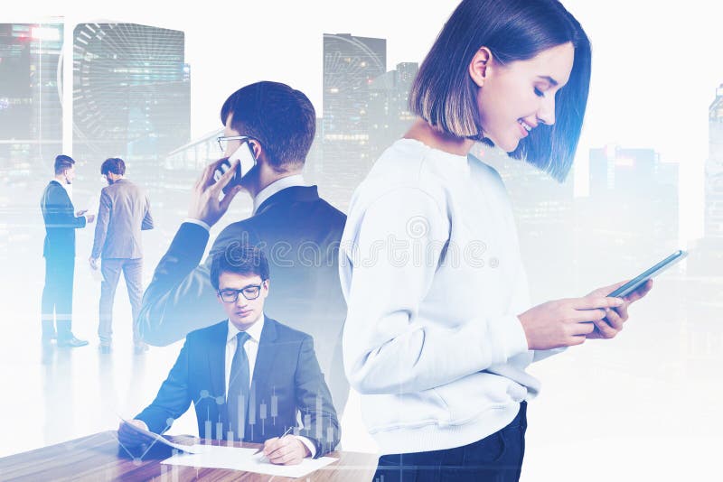 Business Team in City, Immersive Interface Stock Photo - Image of ...