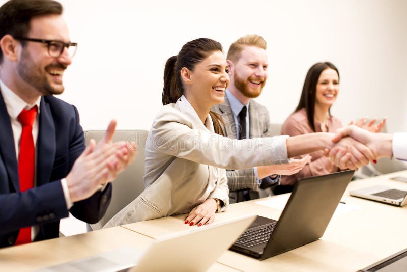 Business Team Clapping Hands during a Meeting Stock Photo - Image of ...