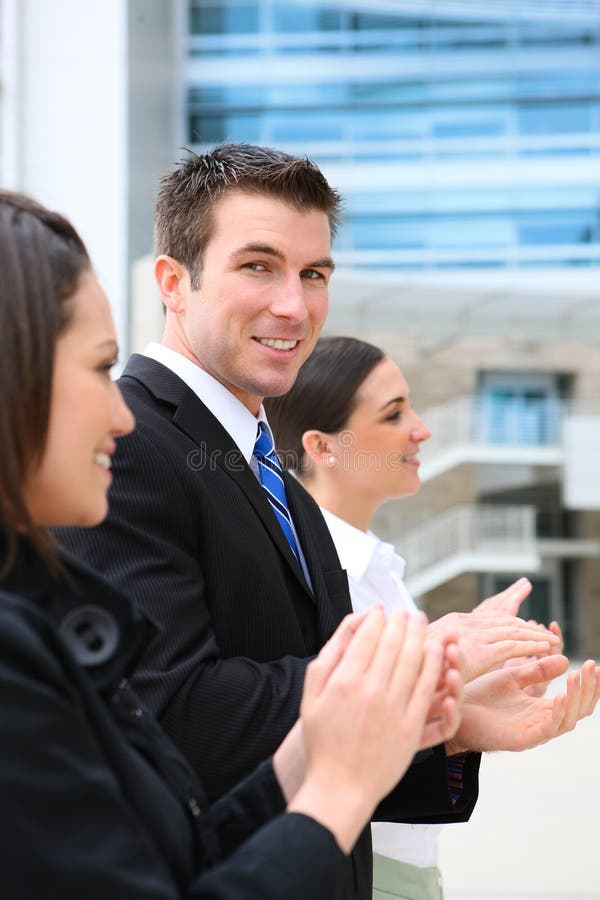 Business Team Clapping at Office Stock Image - Image of joined ...
