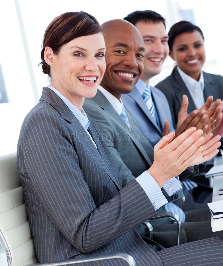 Business Team Clapping a Presentation Stock Photo - Image of inform ...