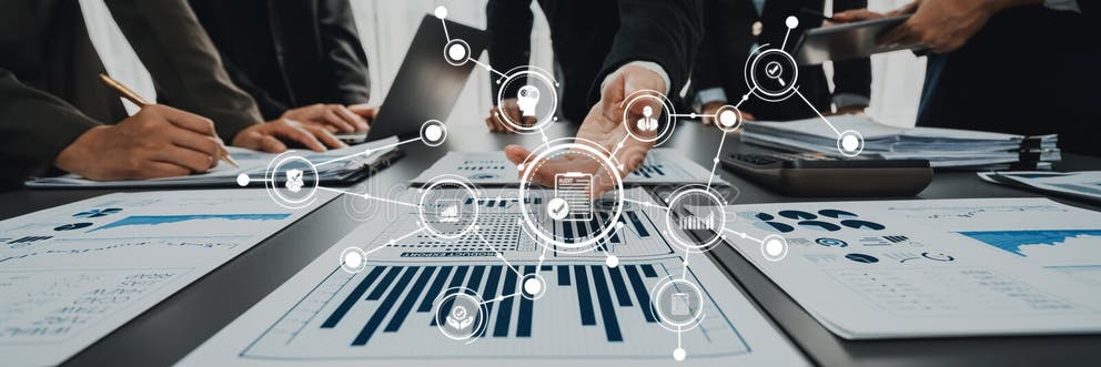 Business Team Collaborating on Data Analysis with Charts and Graphs ...