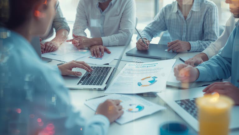 Business Team Collaborating on Data Analysis Project Stock Illustration ...