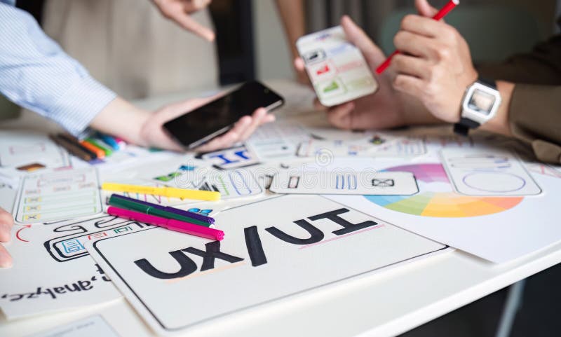 Business Team Collaborating on UXUI Design for System Development with ...