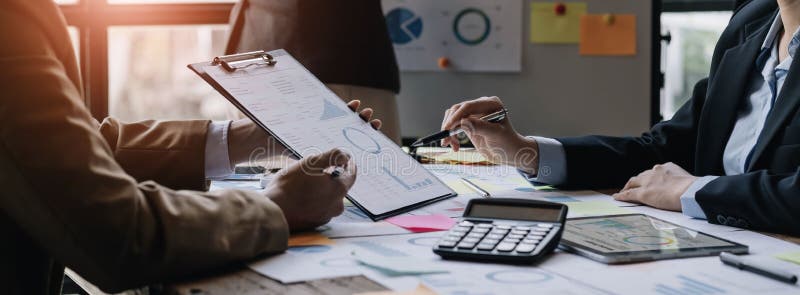 Business Team Collaboration Discussing Working Analyzing with Financial ...