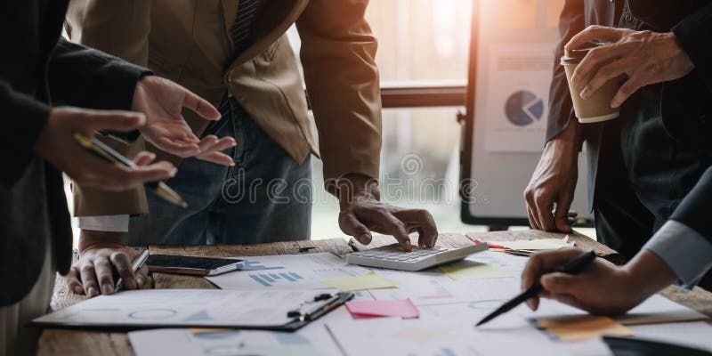 Business Team Collaboration Discussing Working Analyzing with Financial ...