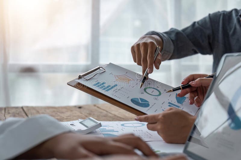 Business Team Collaboration Discussing Working Analyzing with Financial ...