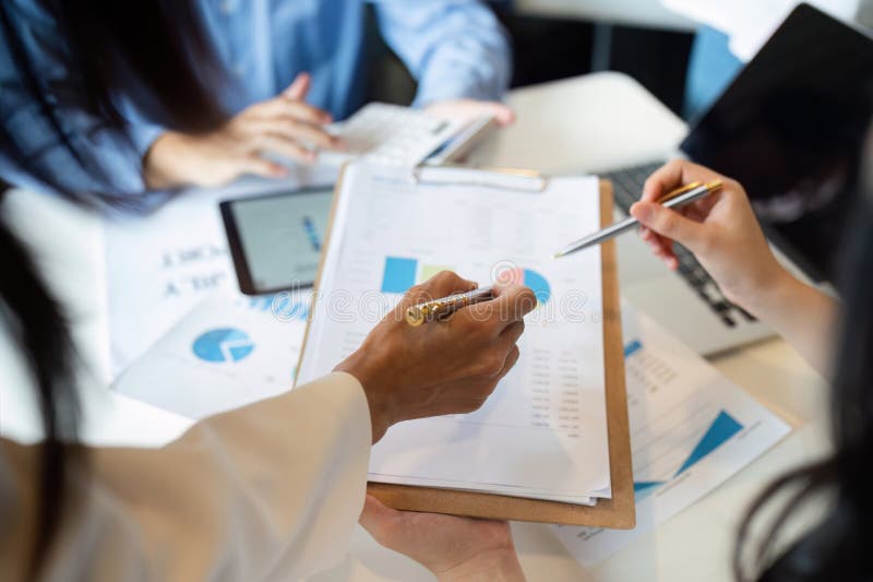 Laptop, Collaboration and Business People in the Office while Working ...