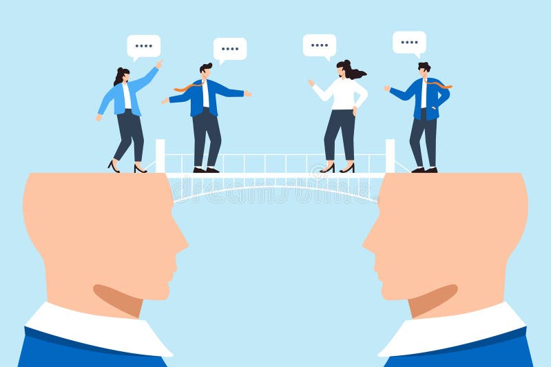 Business Team on Communication Bridge of Two Heads Concept Effective ...