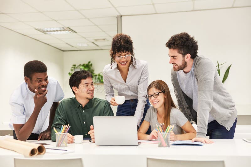 Business Team at the Computer in the Office Stock Image - Image of ...