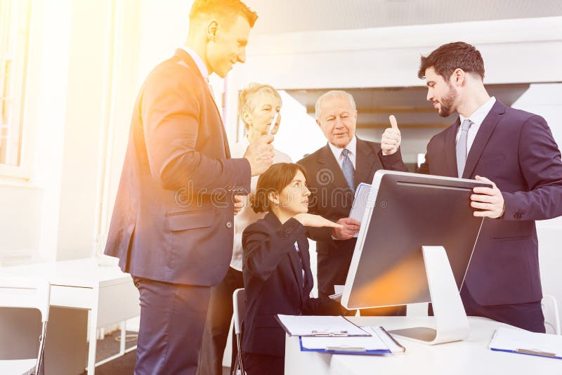 Business Team with Computer Stock Photo - Image of internet, conference ...