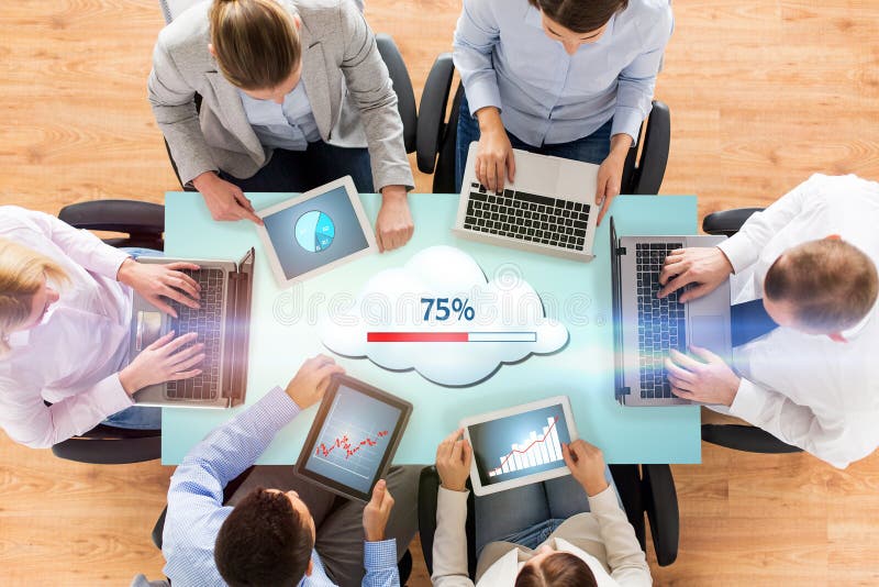 Business Team with Computers Cloud Computing Stock Photo - Image of ...