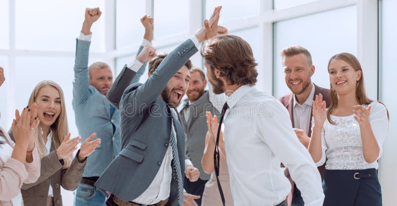 Business Team Congratulating Each Other on the Victory Stock Image ...