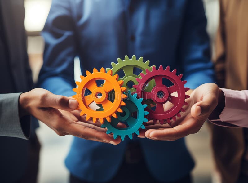 Business Team Connect Pieces of Gears As Teamwork and Partner ...