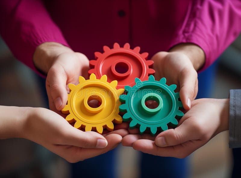 Business Team Connect Pieces of Gears As Teamwork and Partner ...