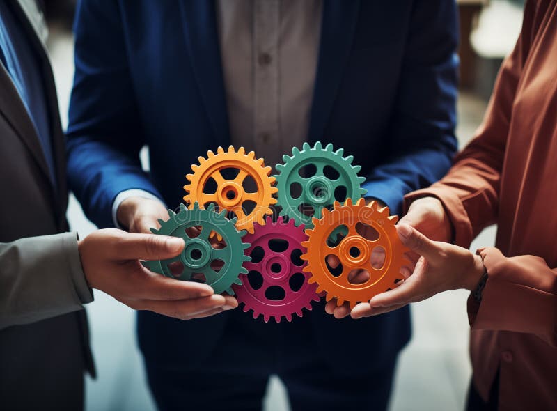 Business Team Connect Pieces of Gears As Teamwork and Partner ...