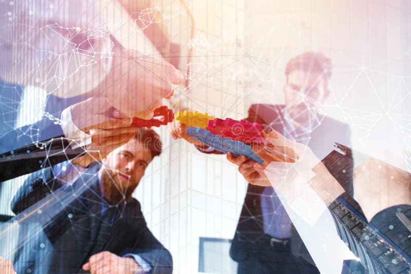 Business Team Connect Pieces of Gears. Teamwork, Partnership and ...