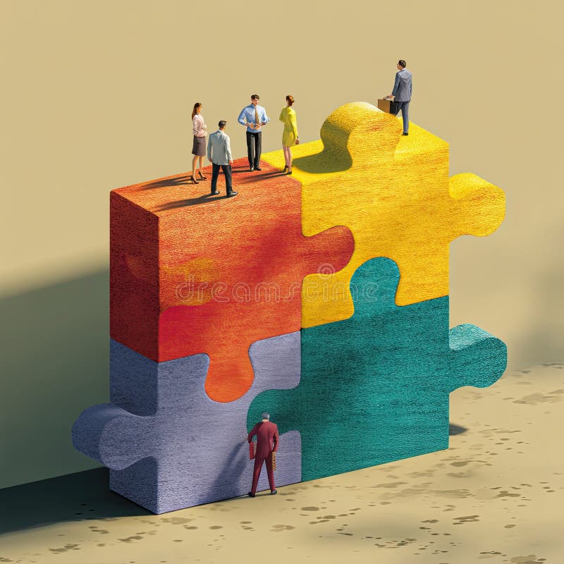 Business Team Connecting Colorful Puzzle Pieces, Teamwork and ...