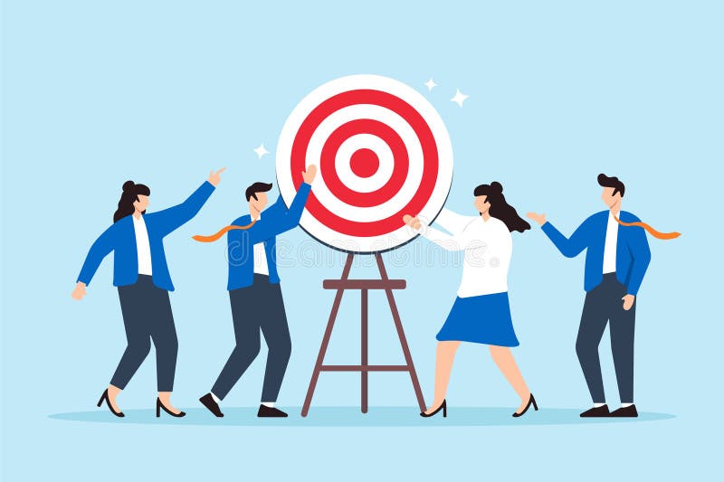 Business Team Constructing a Target Board Together Stock Illustration ...