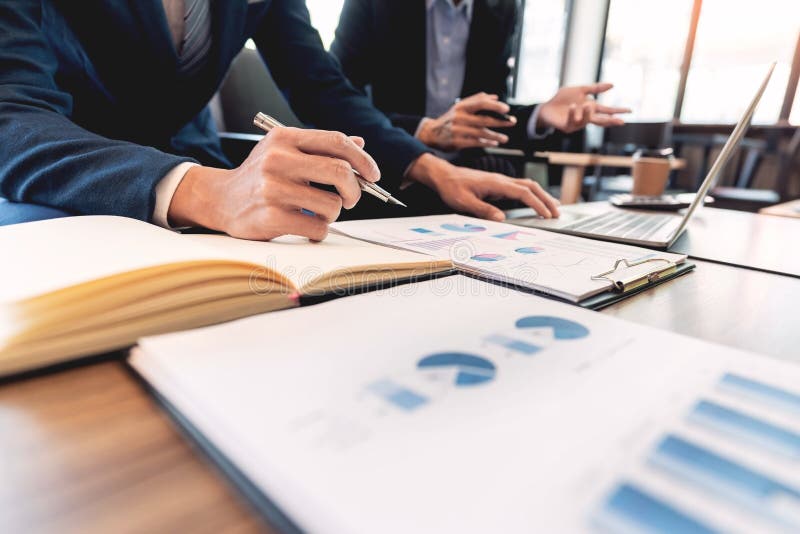 Business Team Cooperation Coworking Discussing about Progress of ...