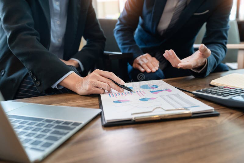 Business Team Cooperation Coworking Discussing about Progress of ...