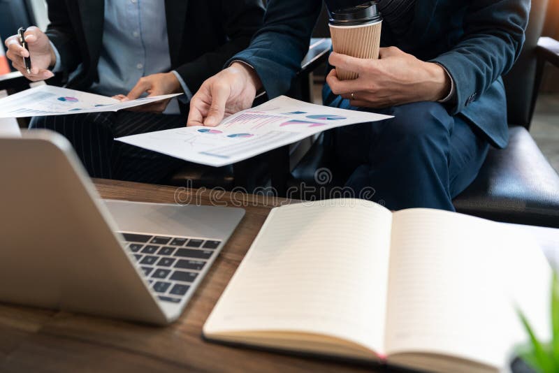 Business Team Cooperation Coworking Discussing about Progress of ...