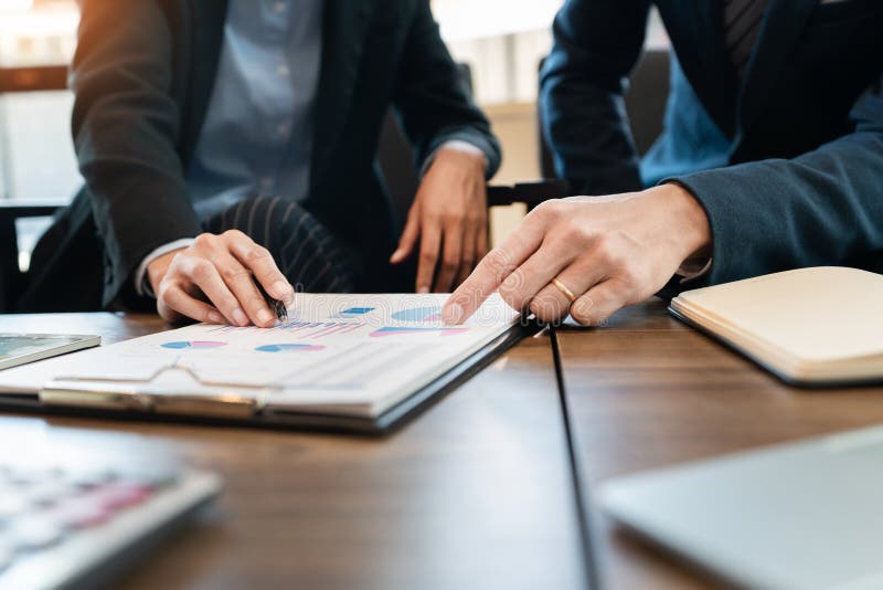 Business Team Cooperation Coworking Discussing about Progress of ...