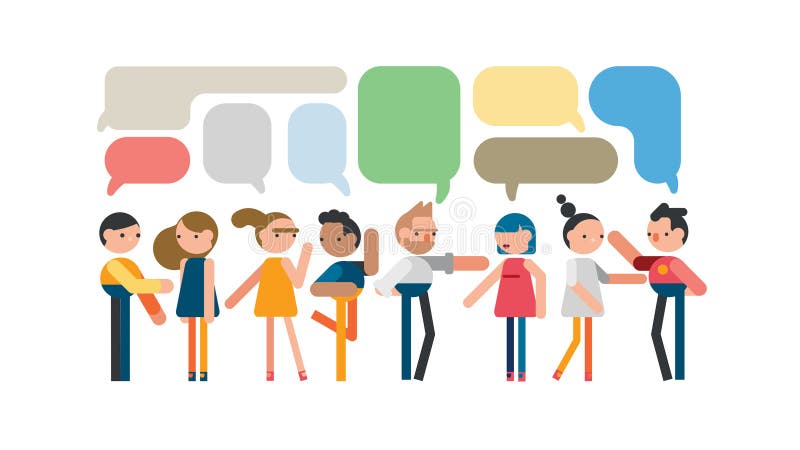 Business Team Coworker Discussing Work in Meeting with Speech Bubbles ...