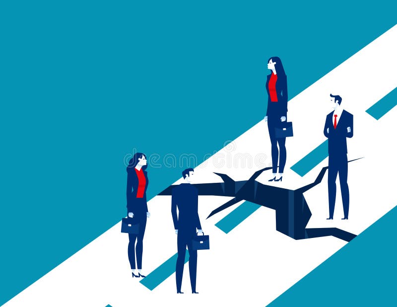 Business Team with Crack in the Road Blocks. Business Risk Vector ...