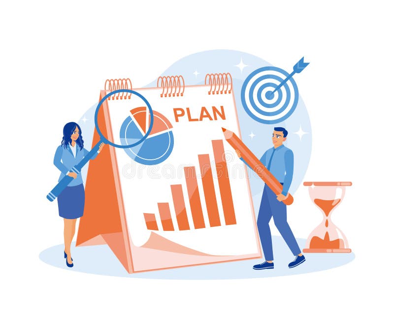 The Business Team Creates a Business Strategy. Analyze Business Plans ...
