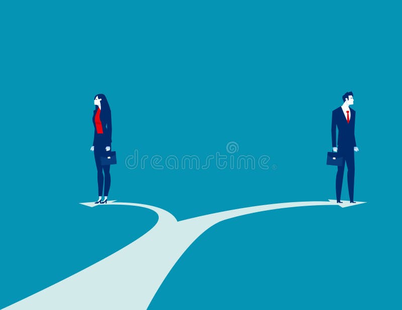 Business Team with Crossroads Path. Business Direction Vector ...