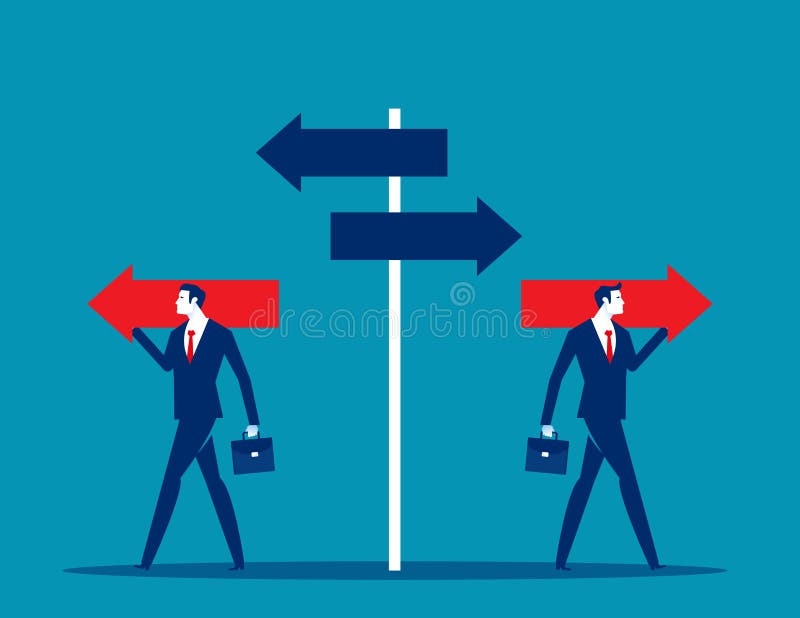 Business Team Different Directions Under the Street Sign Stock Vector ...