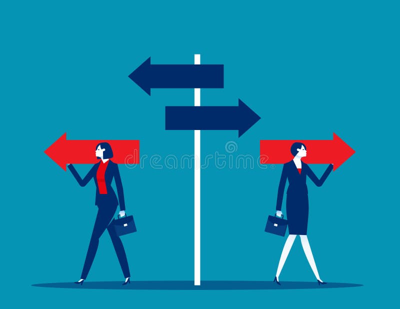 Business Team Different Directions Under the Street Sign Stock Vector ...