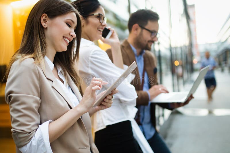 Business Team Digital Device Technology Connecting Concept Stock Photo ...