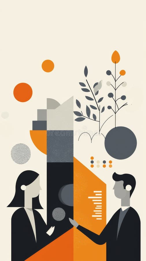 Business Team Discussing Analytics with Abstract Design Elements Stock ...